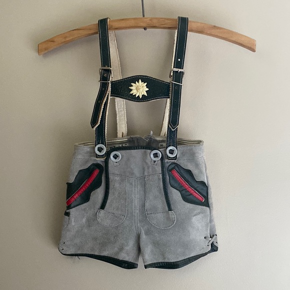 Bottoms | Authentic German Vintage Toddler Lederhosen Overall Shorts ...